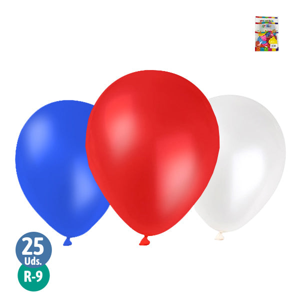 Globo R9 M.G. Standard Tricolor 25 Unidades – FIESTA EXPRESS
